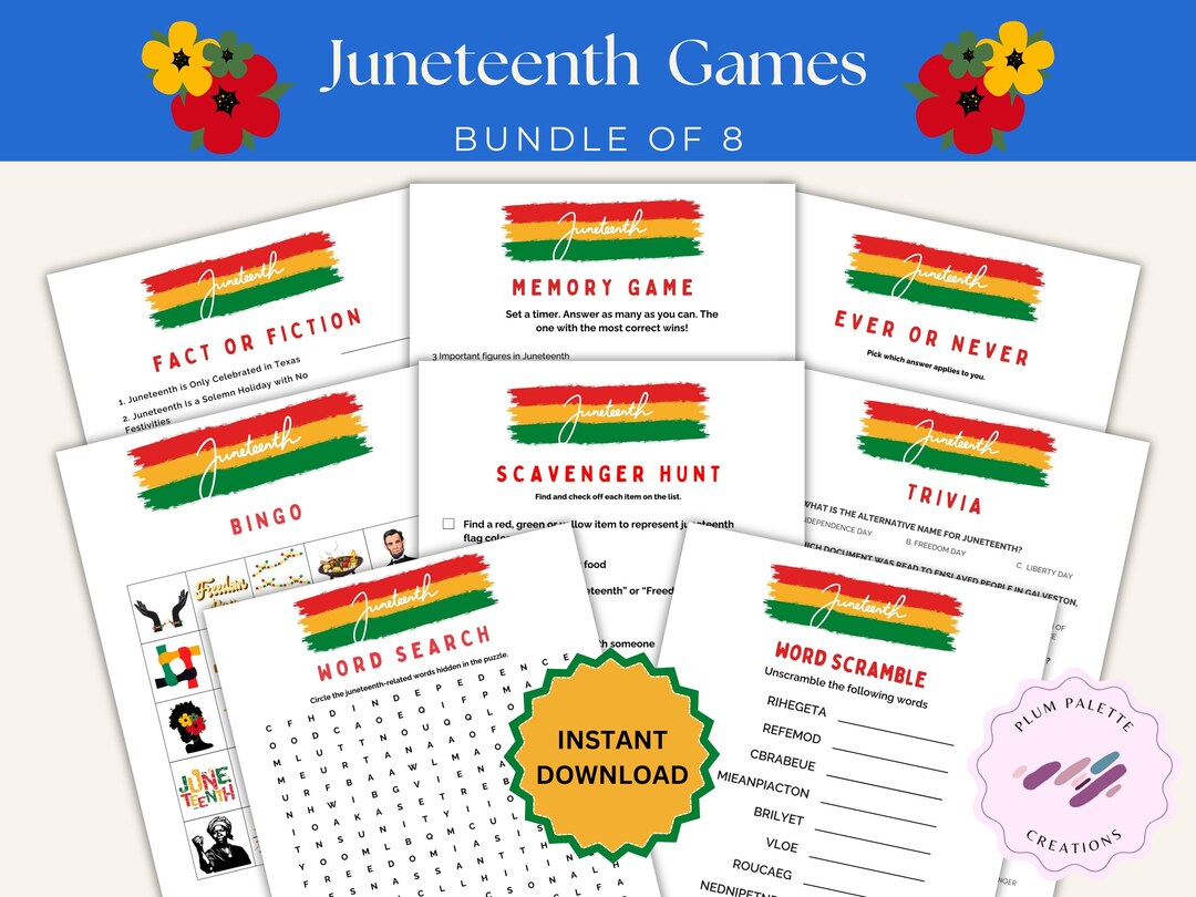 Juneteenth Games Bundle Juneteenth Trivia Party Games Black History ...