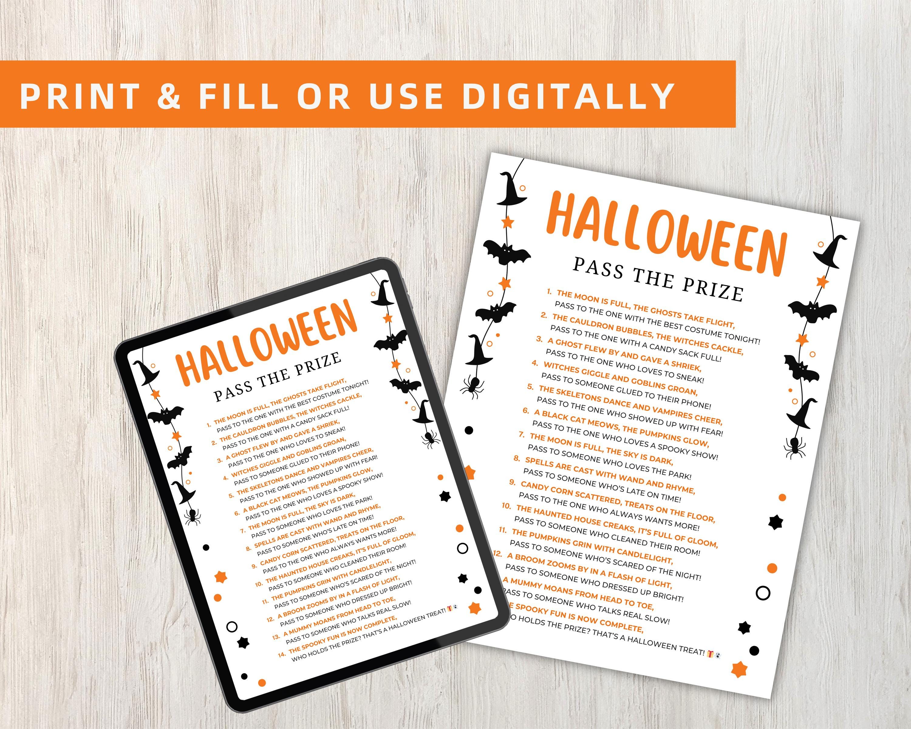 Halloween Pass the Prize Game, Pass the Pumpkin Game, Halloween Party ...