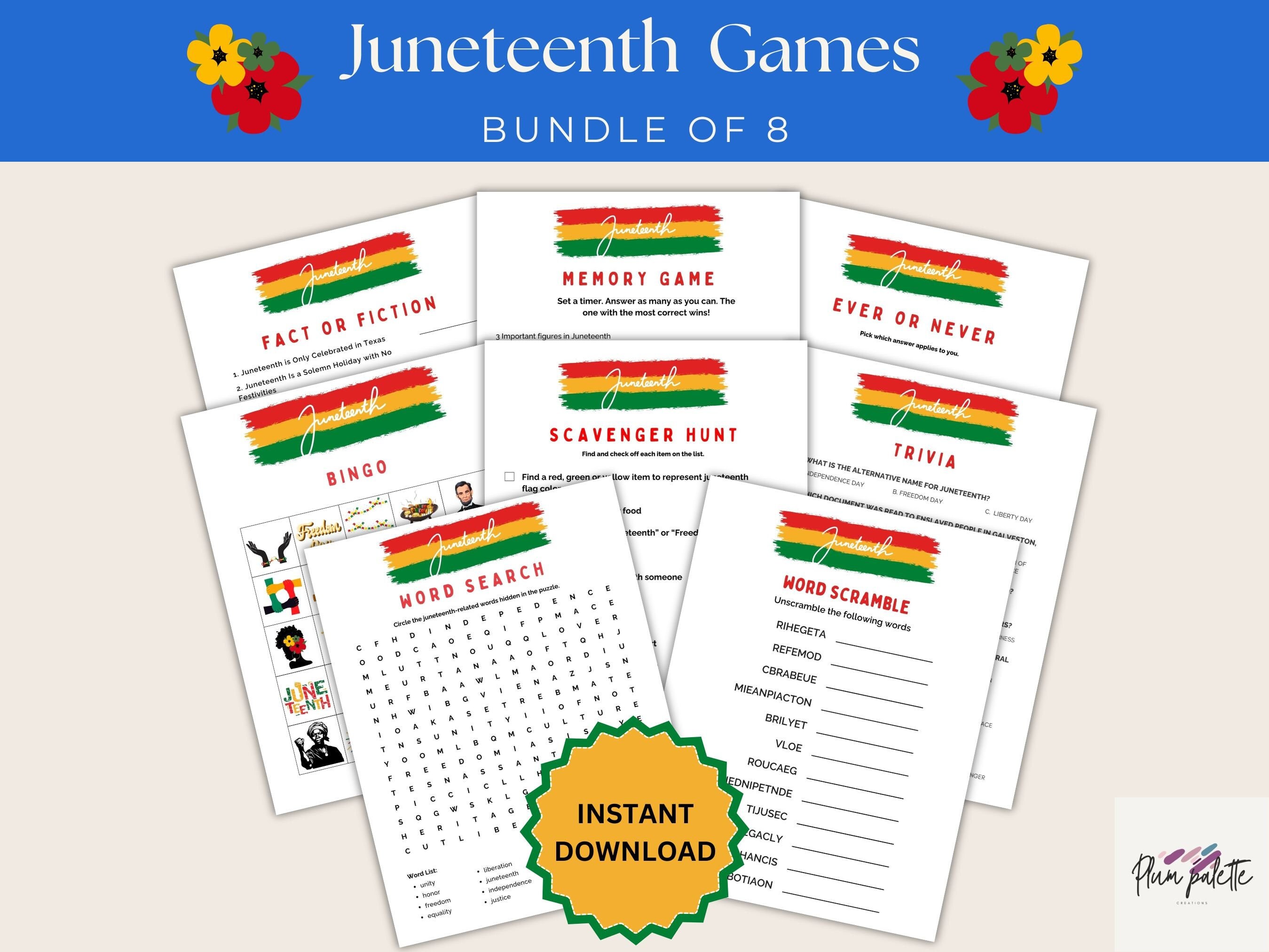 Juneteenth Games Bundle Juneteenth Trivia Party Games Black History ...