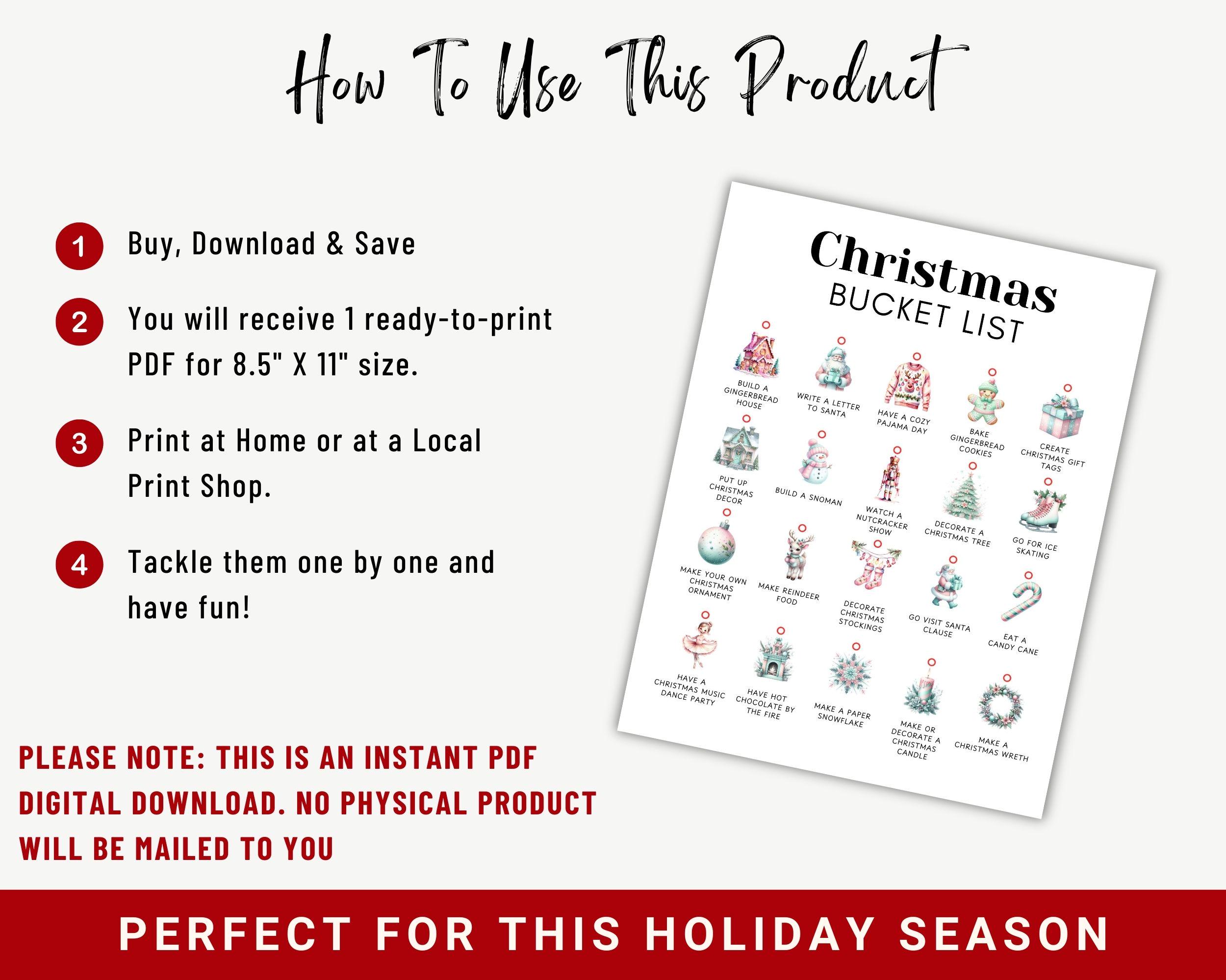Christmas Bucket List, Winter Bucket List Template, Christmas to Do ...