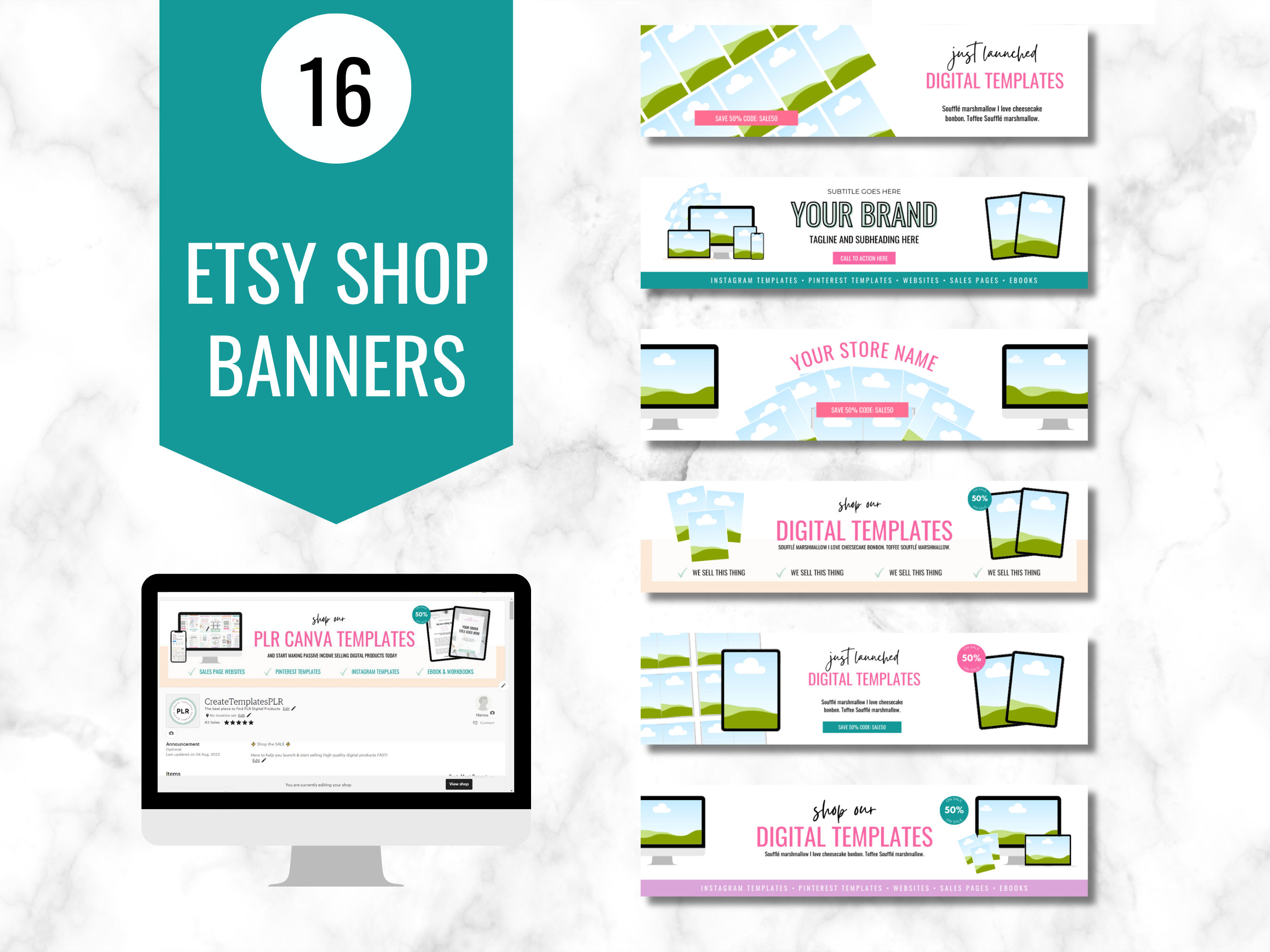 Etsy Shop Kit PLR, Branding Kit, Etsy Listing Template, Banner, Etsy ...