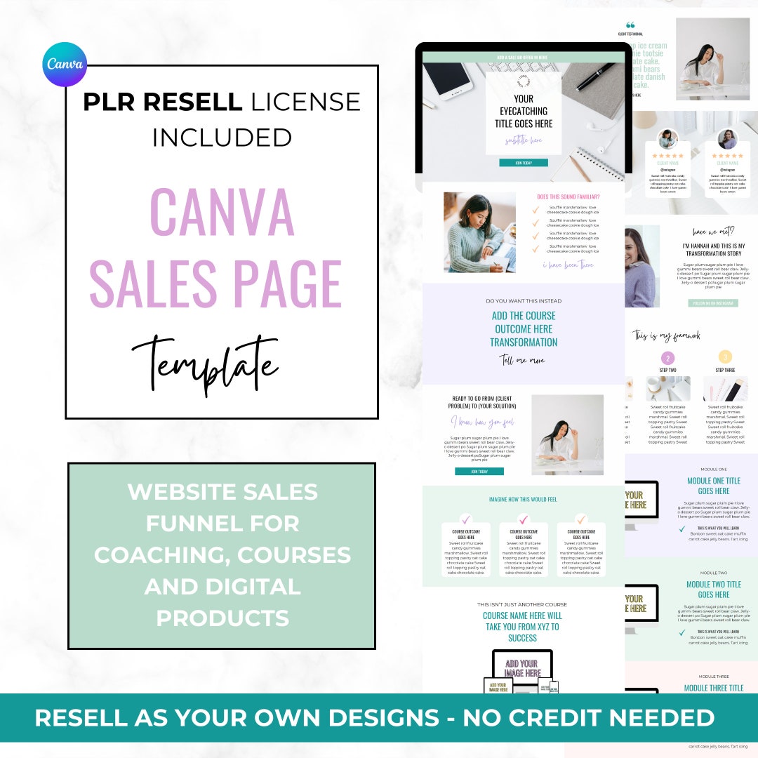 PLR Canva Sales Page. PLR Templates. Landing Page. Canva Website. Sales ...