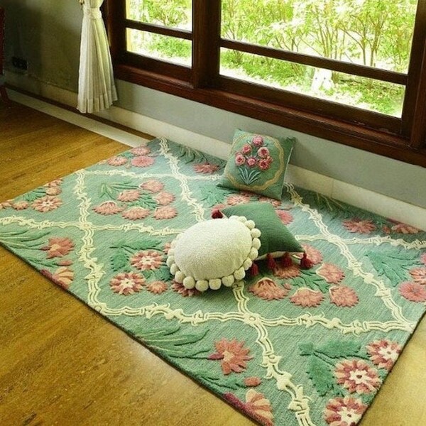 Floral Tufted Rug - Etsy