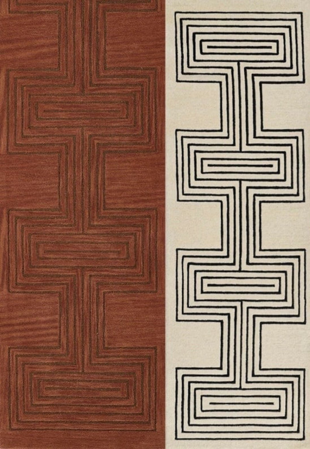 Copper & Beige Hand-tufted Wool Area Rug Custom Sizes Living Room and ...