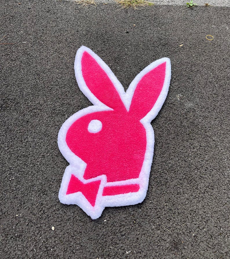 Pink Bunny Silhouette Rug – Soft Plush Rug With Y2K Inspired Aesthetic ...