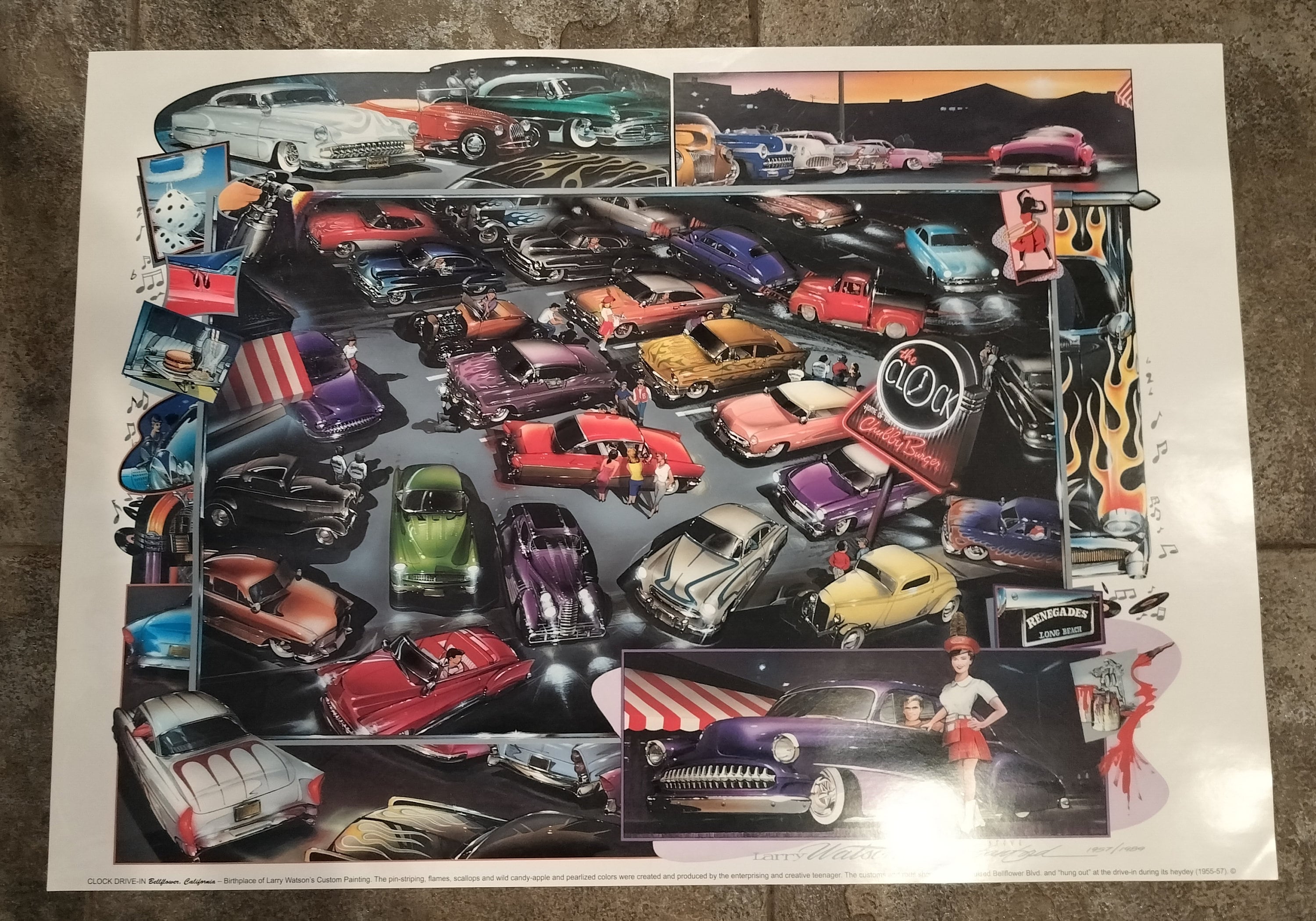 The Clock Custom Cars of the 50's Poster - Mural Style Car Poster ...