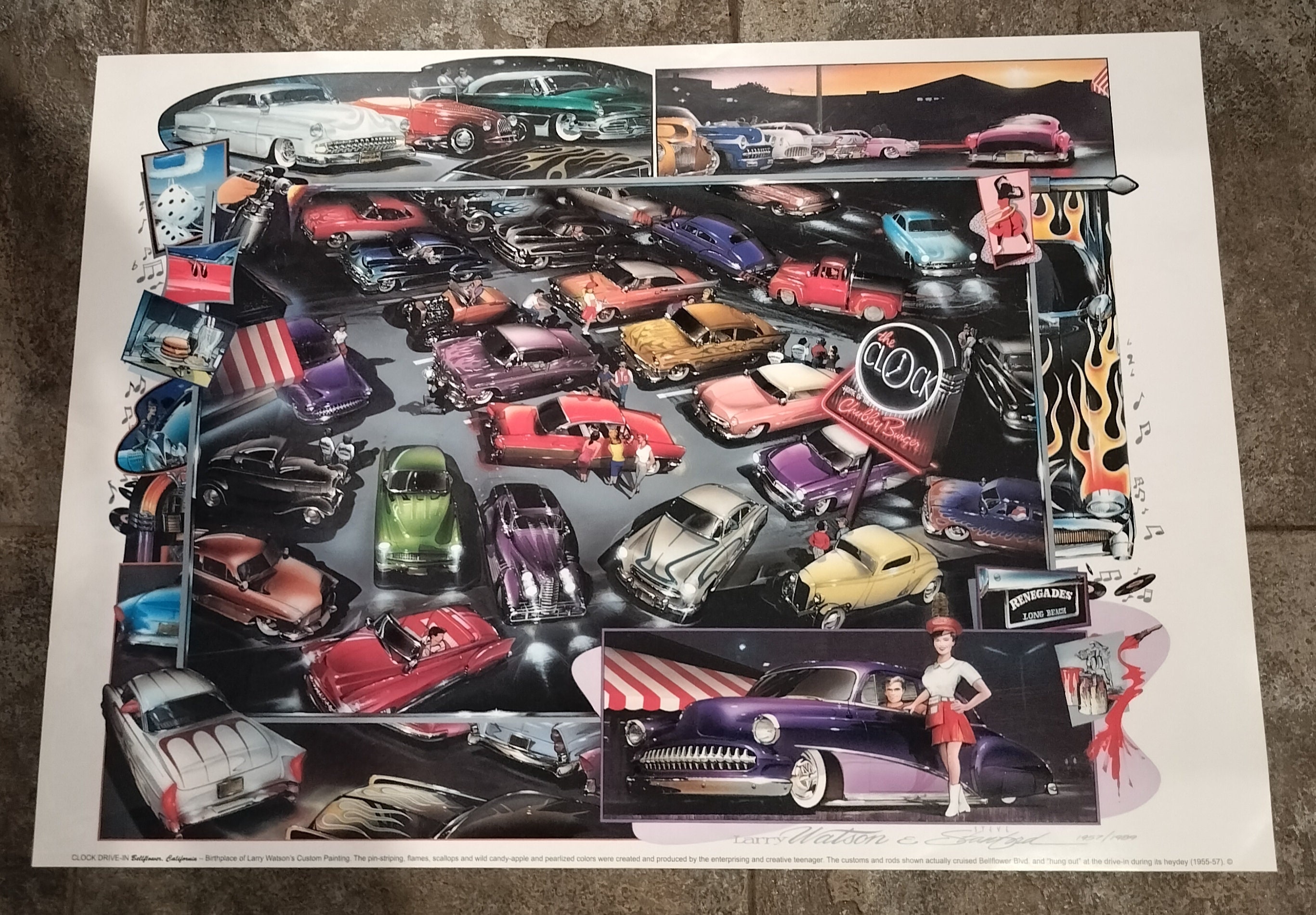 The Clock Custom Cars of the 50's Poster - Mural Style Car Poster ...