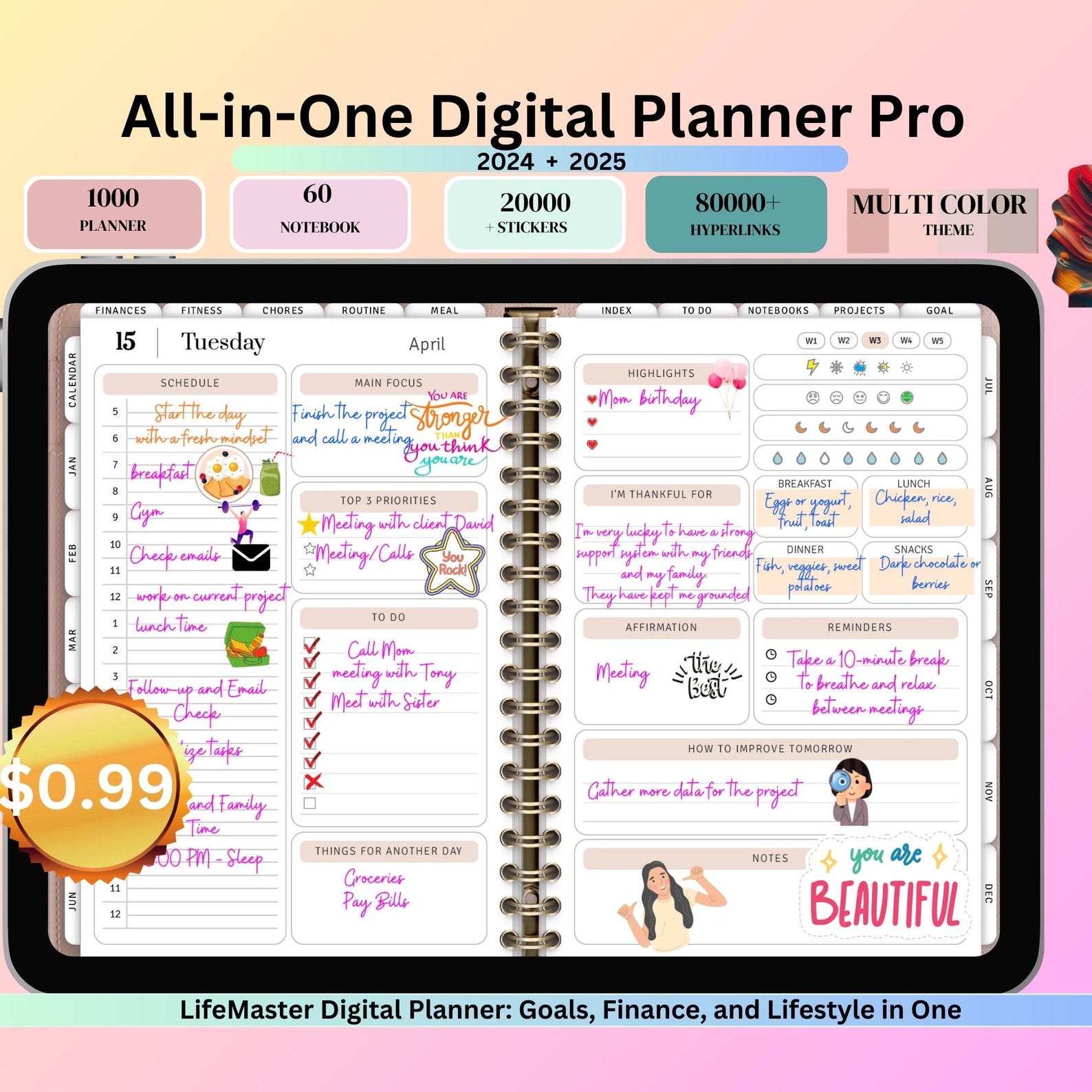 Digital Planner Pro 2024-2025 All in One ,digital Life Organizer ...