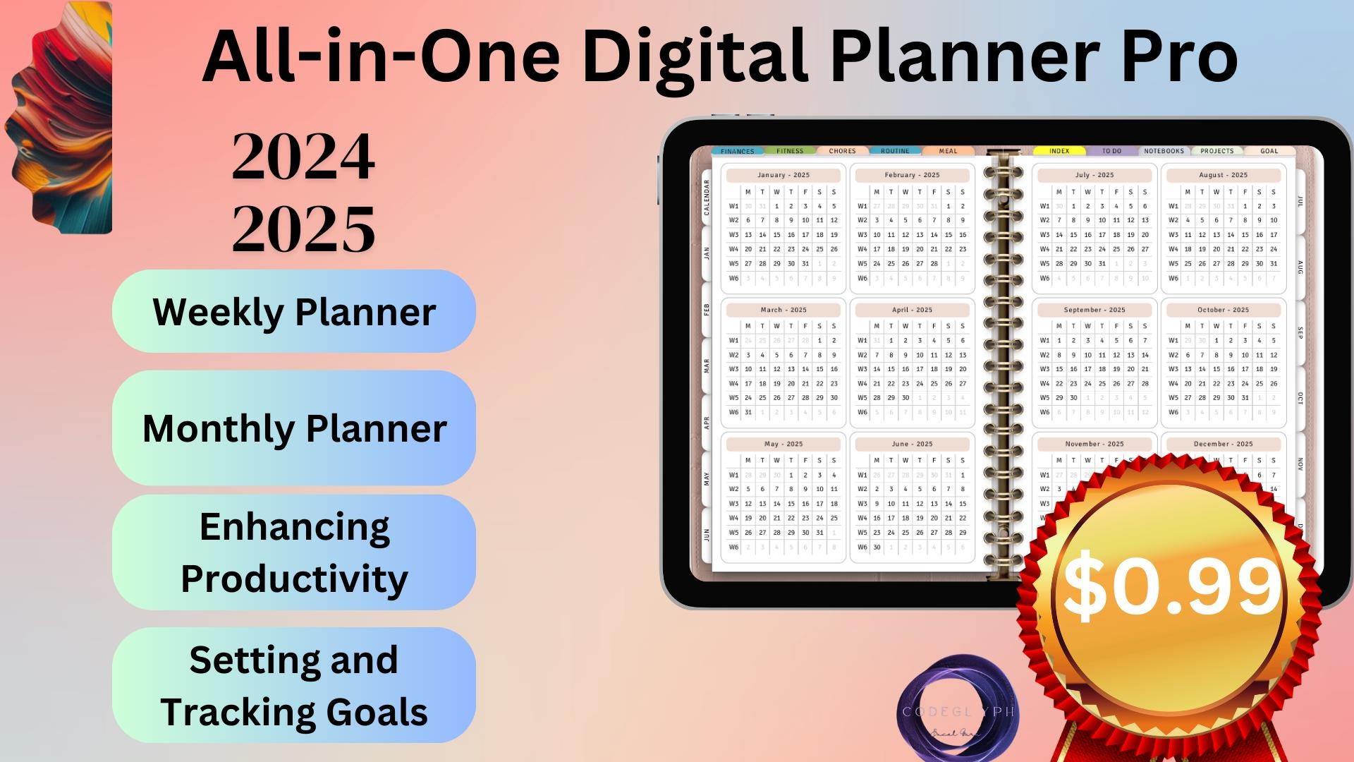Digital Planner Pro 2024-2025 All in One ,digital Life Organizer ...