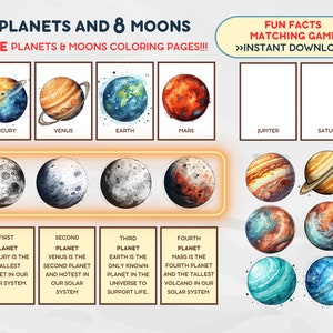 Solar System PDF Printable Cards, Planets and Moons, Flash Cards ...