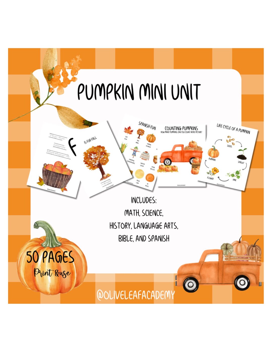 Pumpkin Mini Unit, Instant Download, Printable, Digital, Printable ...