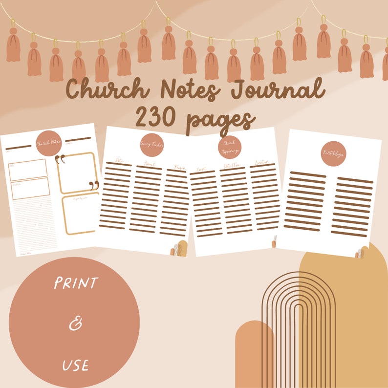 Church Notes Journal, Digital Download, Sermon Notes, Printable Notes ...