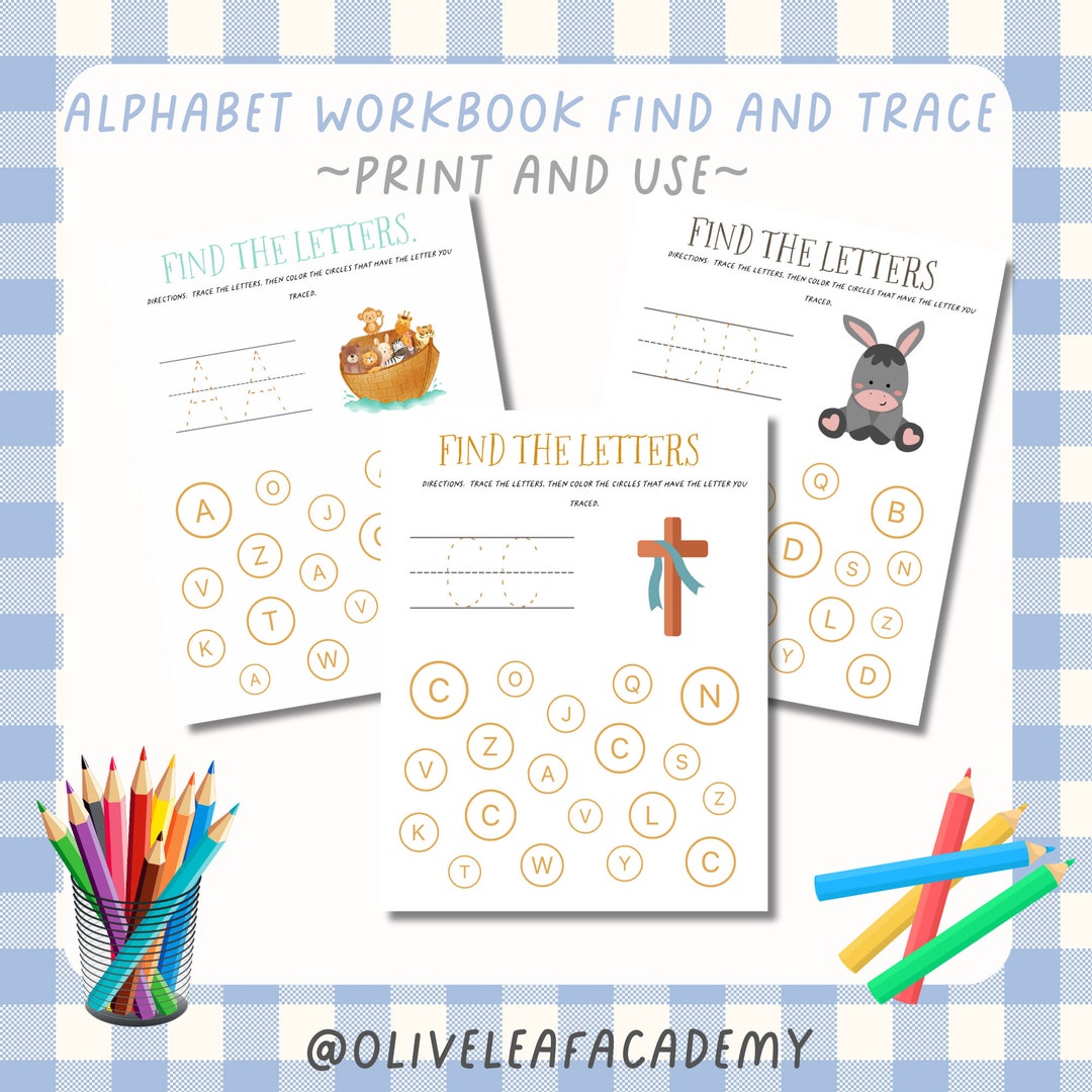 Alphabet Workbook Find and Trace the Letter, Homeschool Resources ...