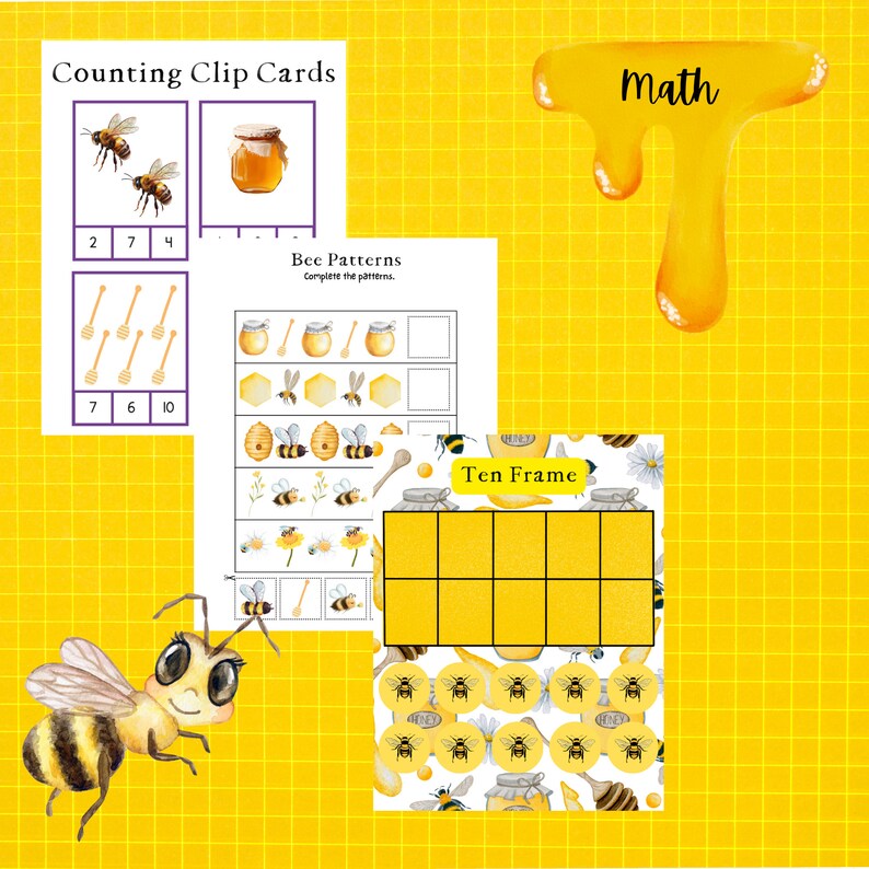 Busy Bee Themed Activity Bundle, 50 Pages, Homeschool Printable ...