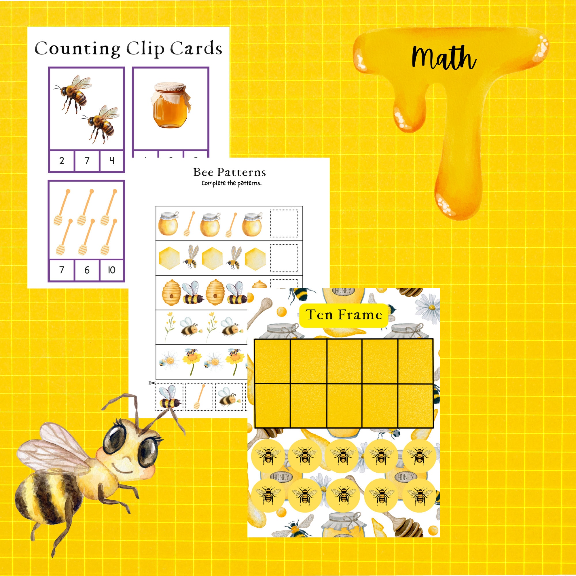 Busy Bee Themed Activity Bundle, 50 Pages, Homeschool Printable ...