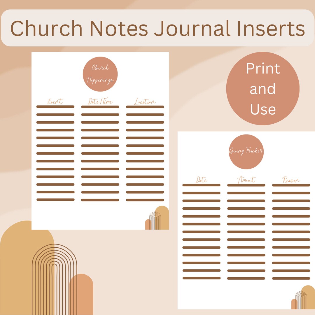 Church Journal Inserts, Giving Tracker, Tithing Tracker, Church Events ...
