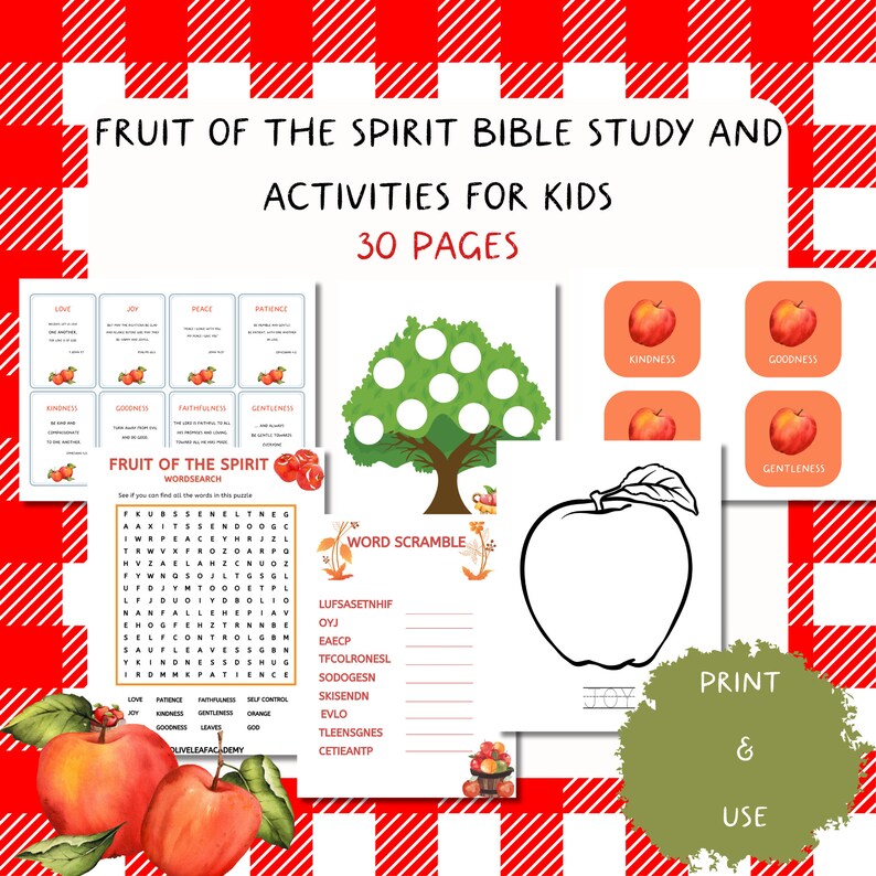 Fruit of the Spirit Bible Study and Activities for Kids - Etsy