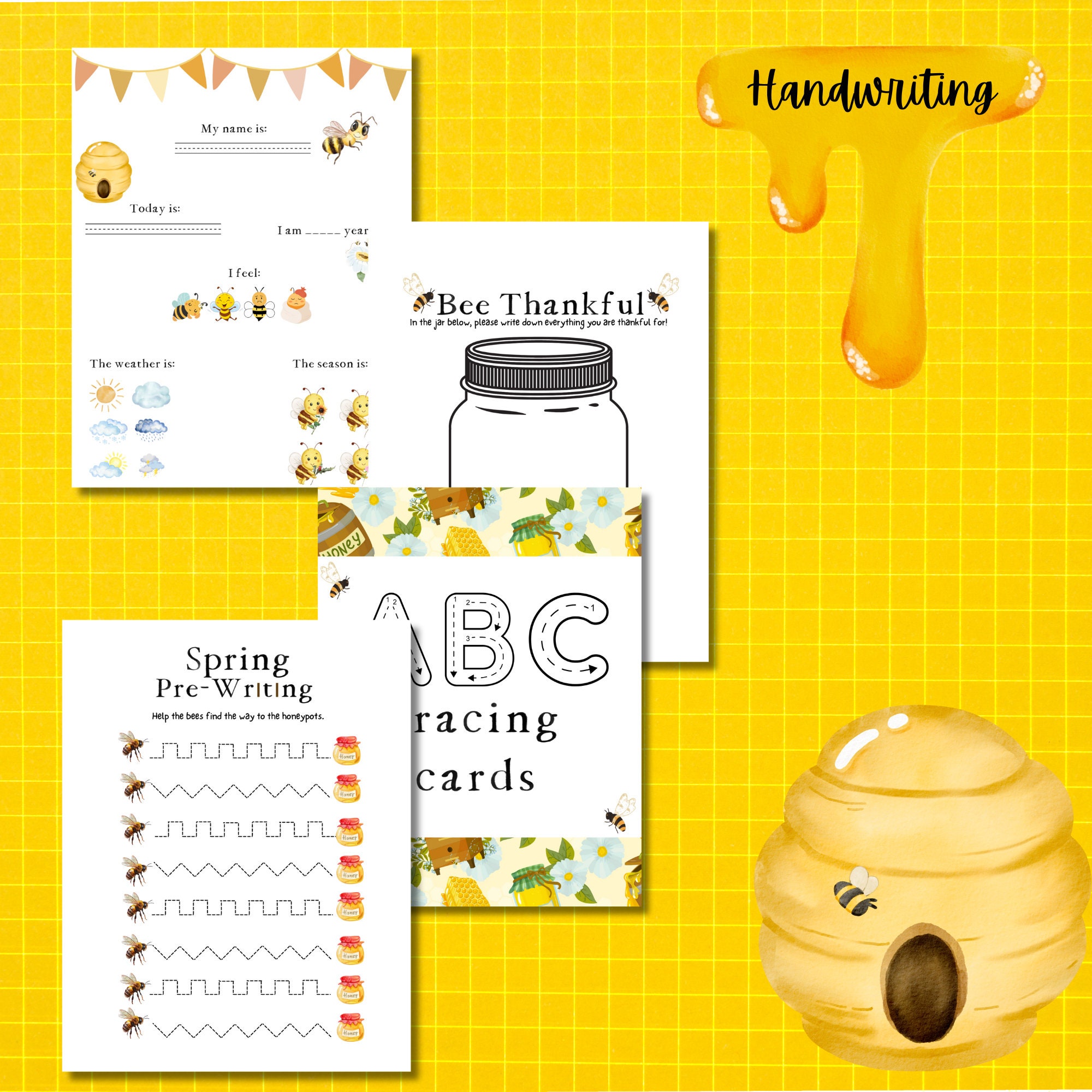Busy Bee Themed Activity Bundle, 50 Pages, Homeschool Printable ...