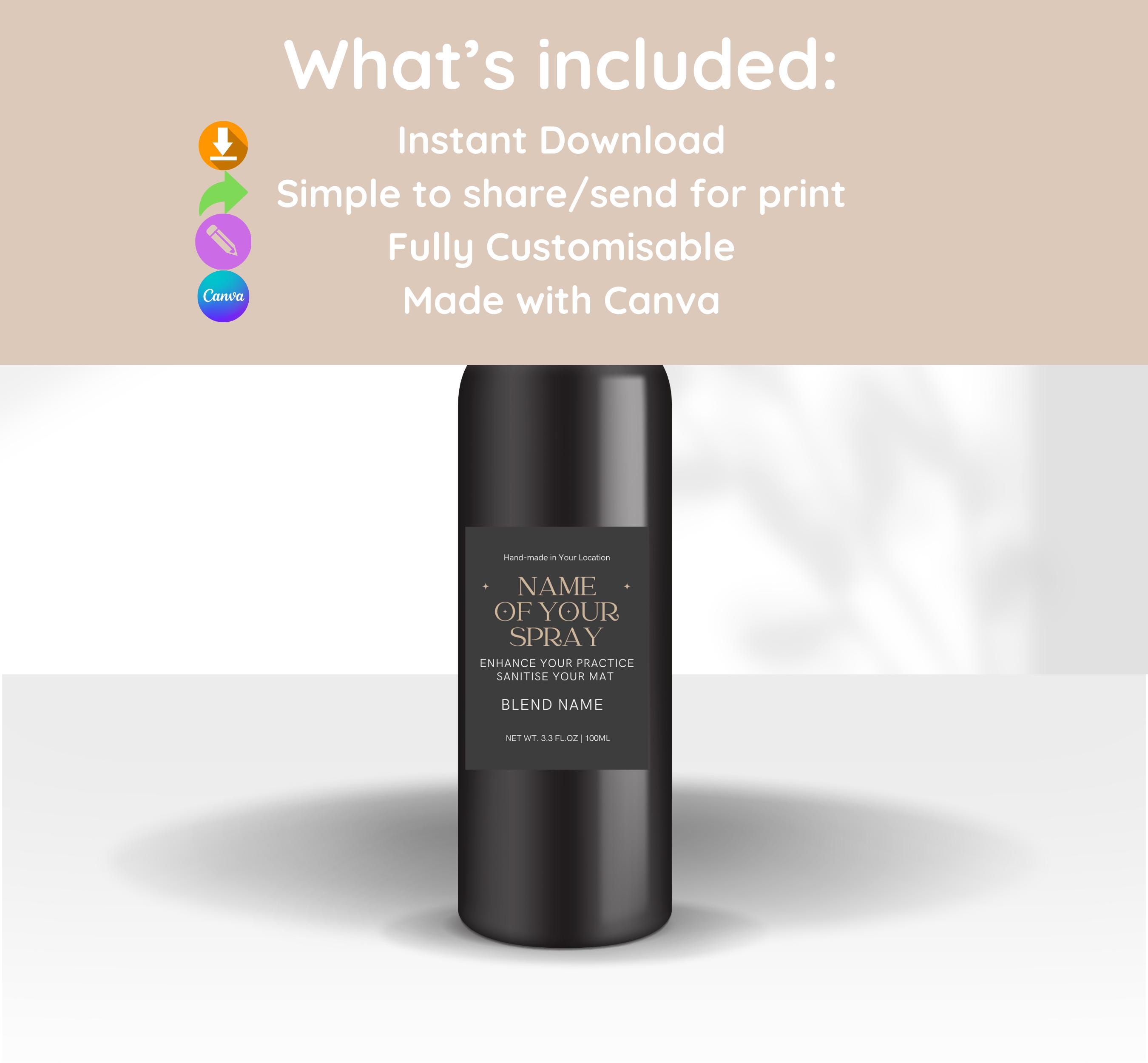 Editable Spray Bottle Label Template 5" X 2.5" | Canva Printable for ...