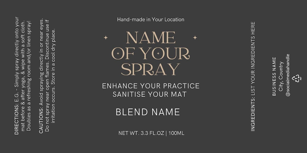 Editable Spray Bottle Label Template 5" X 2.5" | Canva Printable for ...