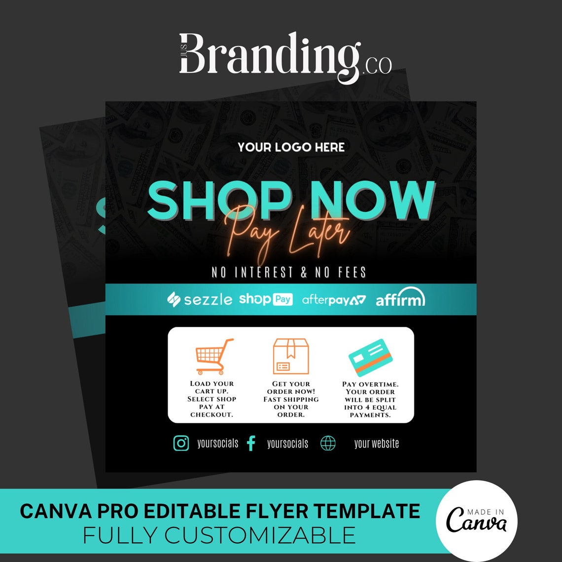Buy Now Pay Later Flyer, Shop Now Pay Later Flyer, Shop Pay Flyer ...