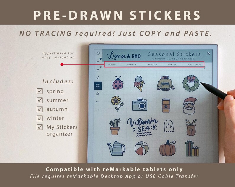 Color Seasonal Stickers for Remarkable Paper Pro and Move: Spring ...