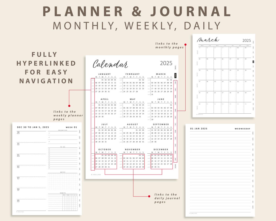 Supernote 2025 Daily Journal Digital Template, Portrait Mode for Large ...