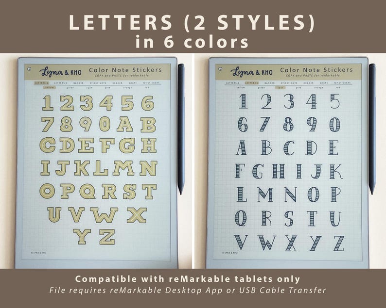 Color Note Stickers for Remarkable Paper Pro and Move: Letters, Banners ...