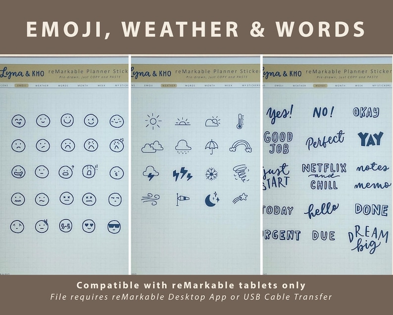 Planner Stickers for Remarkable: Icons, Emojis, Weather and More (COPY ...