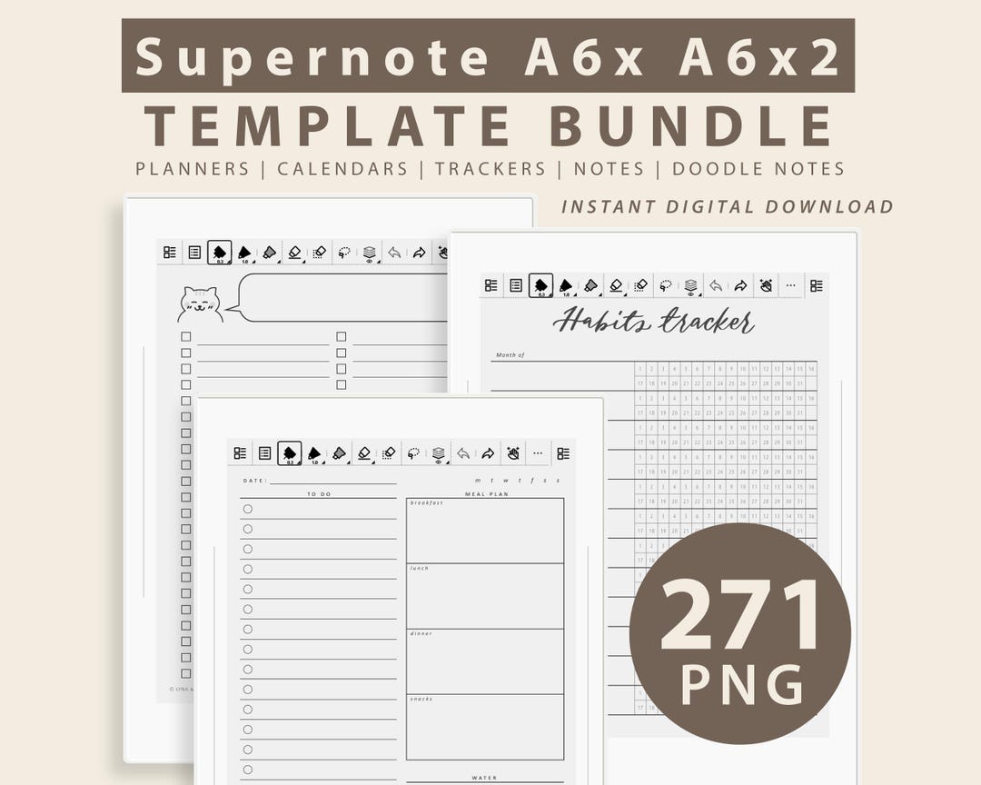 Supernote Template Bundle for A6 A6x2 Nomad, Monthly Weekly Daily ...