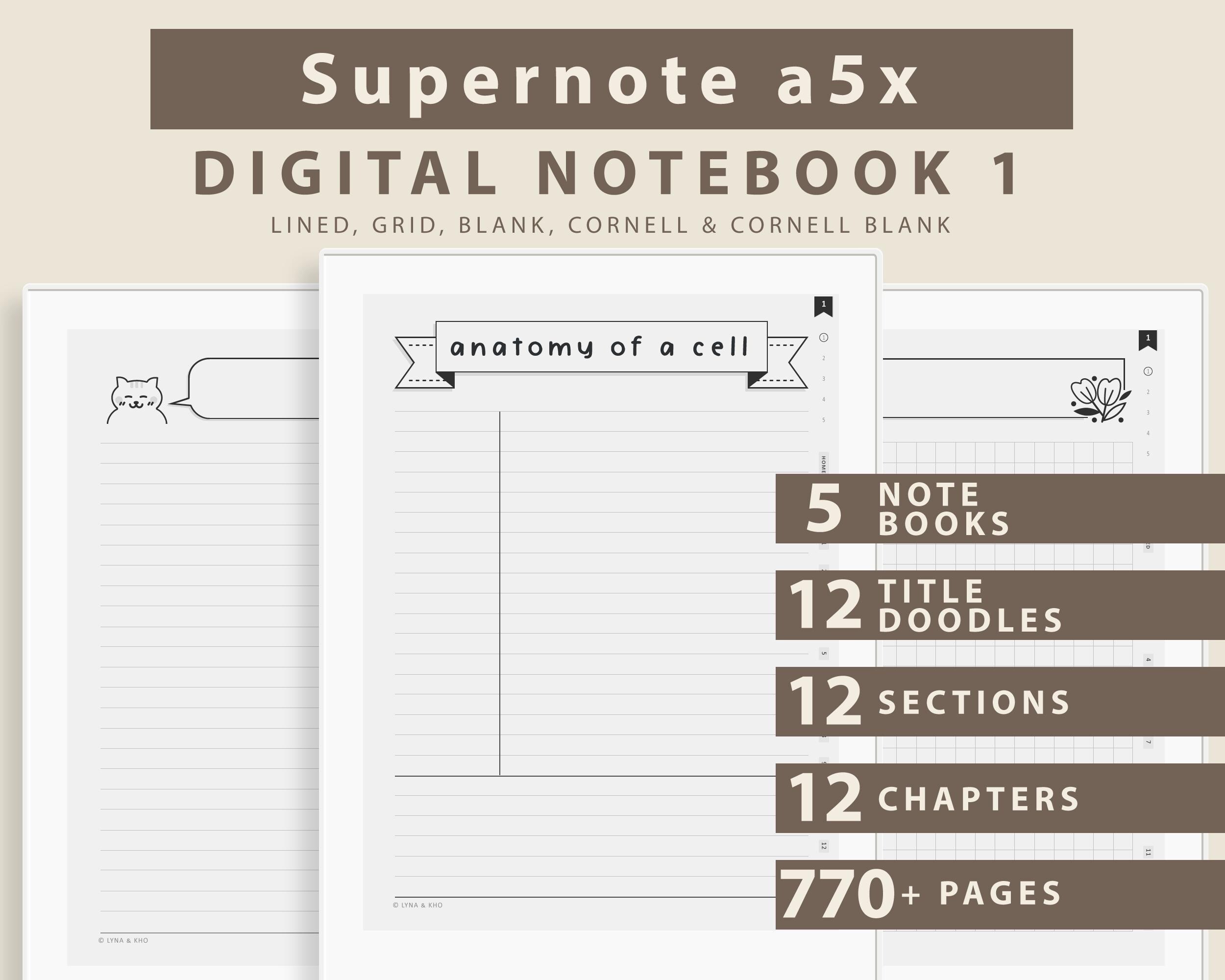 Supernote A5x Notebook Template, Hyperlinked Notebook With Cute Title ...