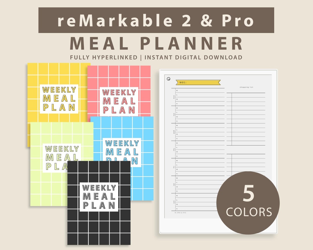Remarkable 2 Paper Pro Meal Planner Template, Weekly Meal Plan With ...