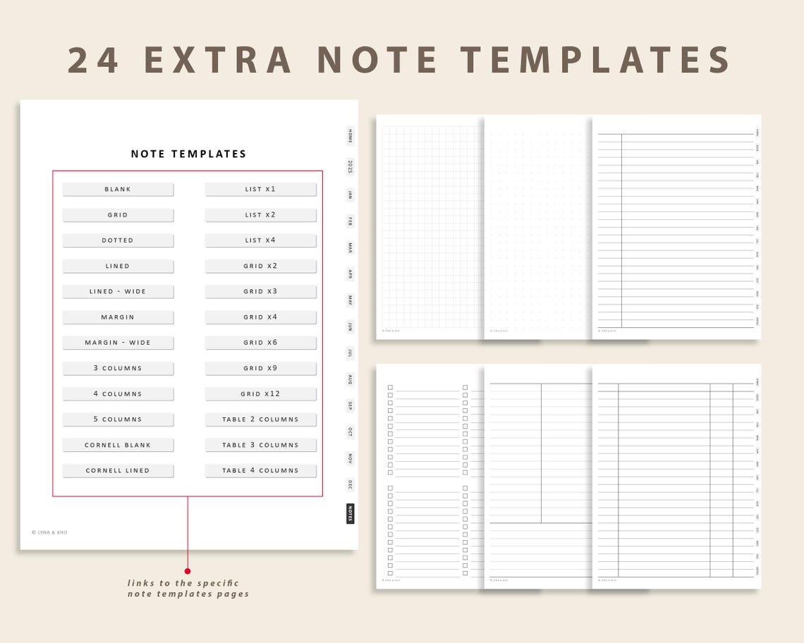 Supernote A6x2 Nomad 2025 Planner Template, Monthly Weekly Daily ...