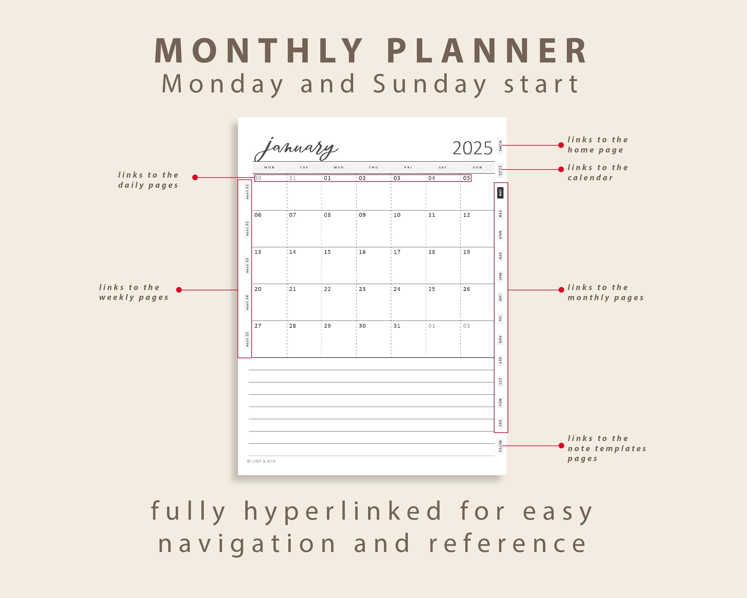 Supernote A6x2 Nomad 2025 Planner Template, Monthly Weekly Daily ...