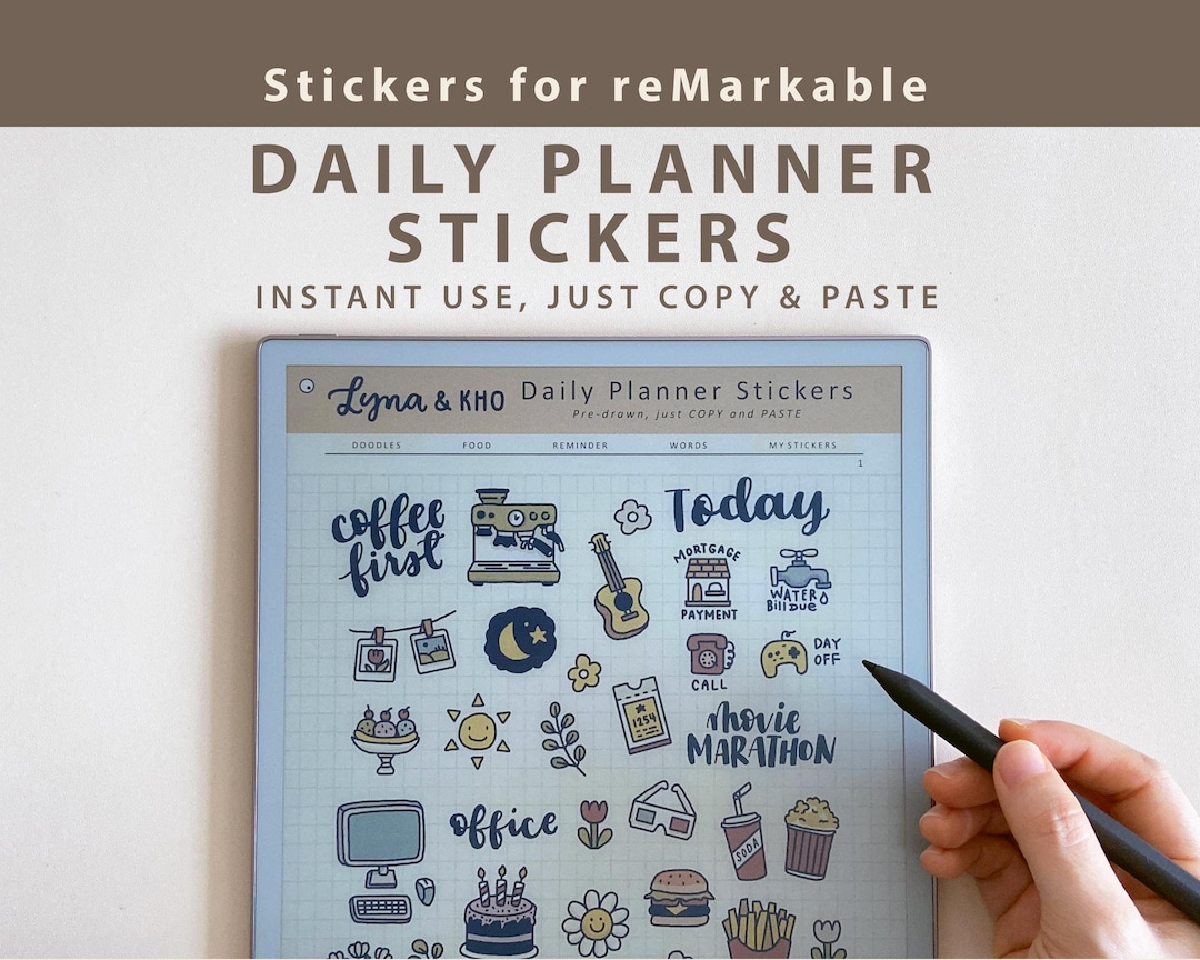 Daily Planner Stickers for Remarkable Paper Pro and Move: Doodles, Food ...