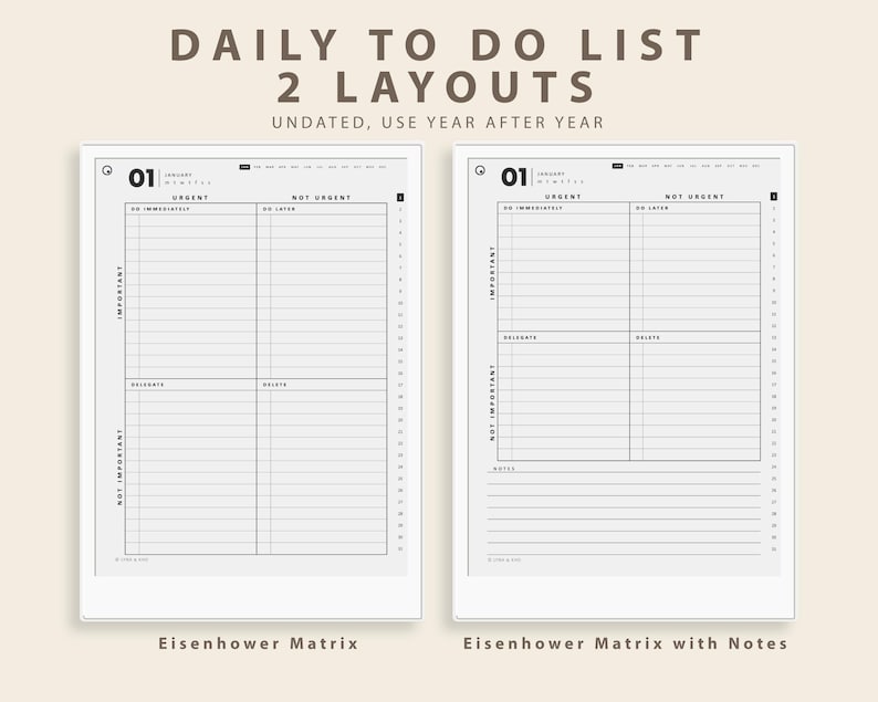 Remarkable Paper Pro TO DO LIST Template, Daily Eisenhower Matrix ...
