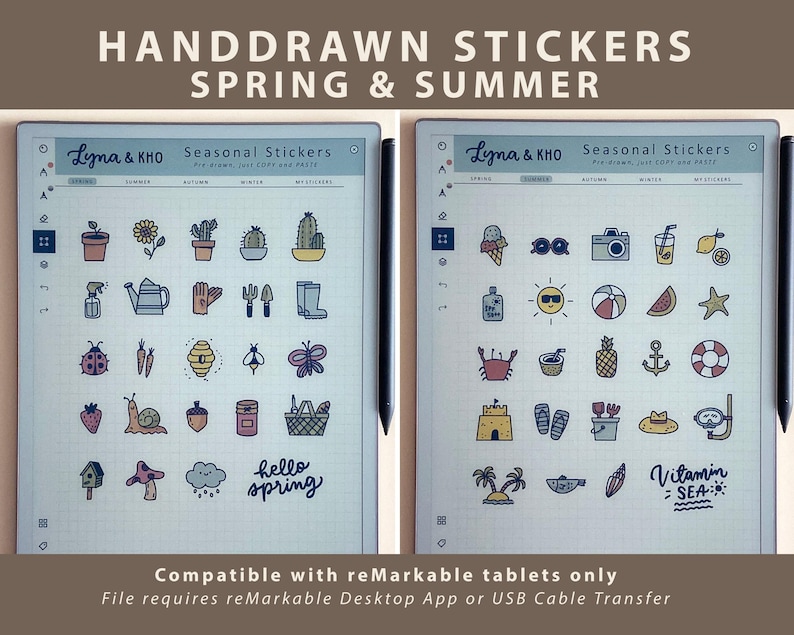 Color Seasonal Stickers for Remarkable Paper Pro and Move: Spring ...