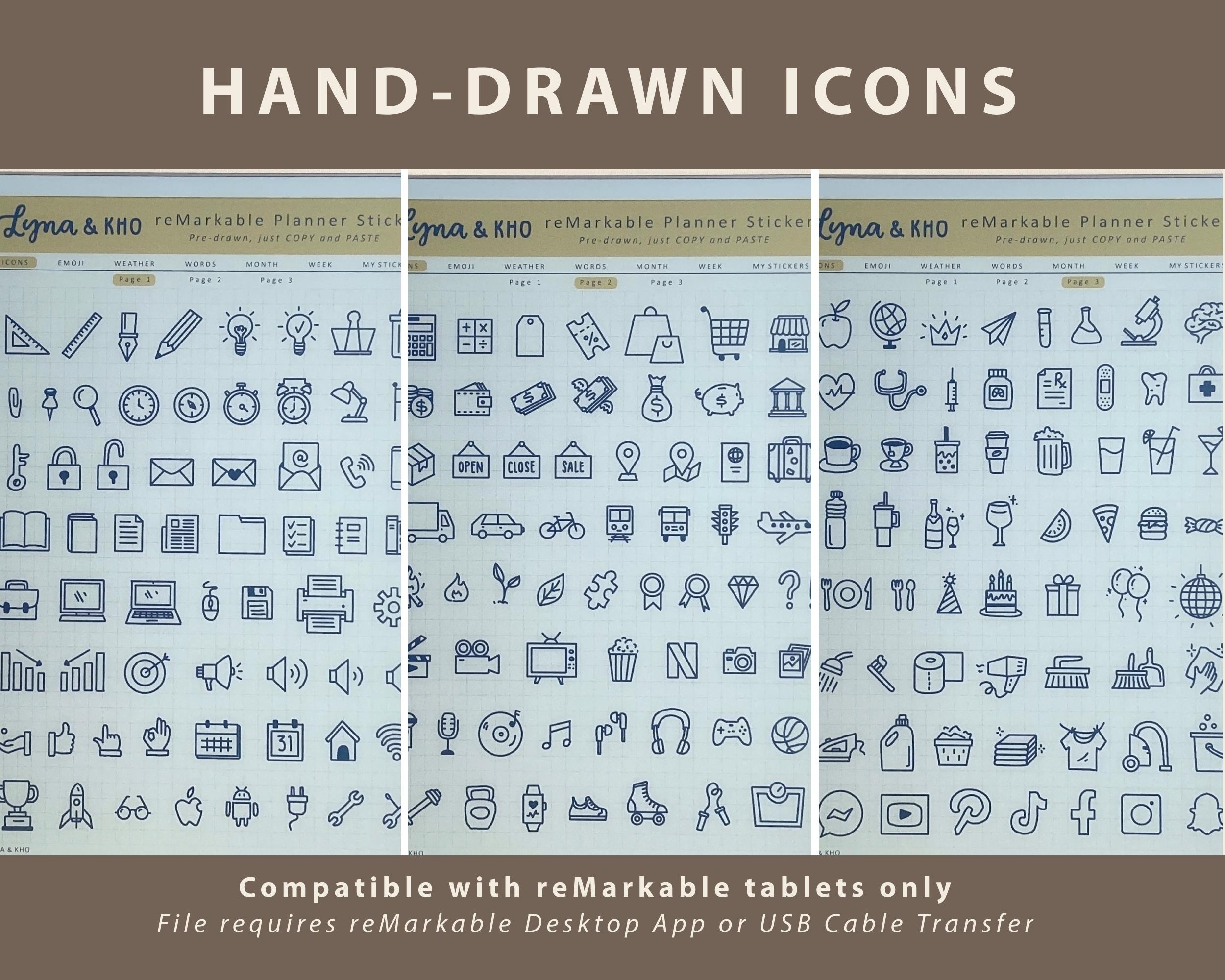Planner Stickers for Remarkable: Icons, Emojis, Weather and More (COPY ...