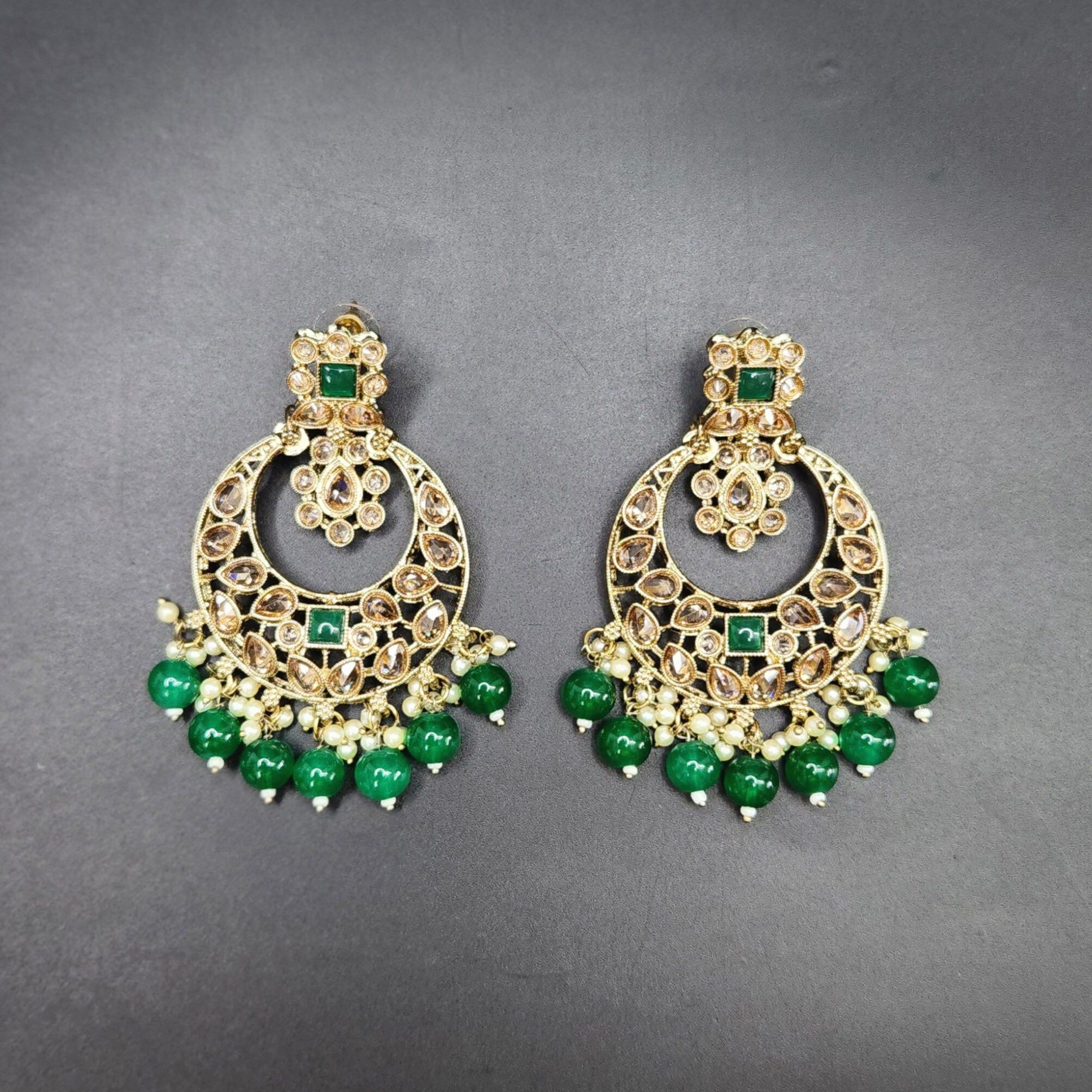 Green Color Indian Jewelry Set | Bridal Wedding Necklace Earrings Tikka ...