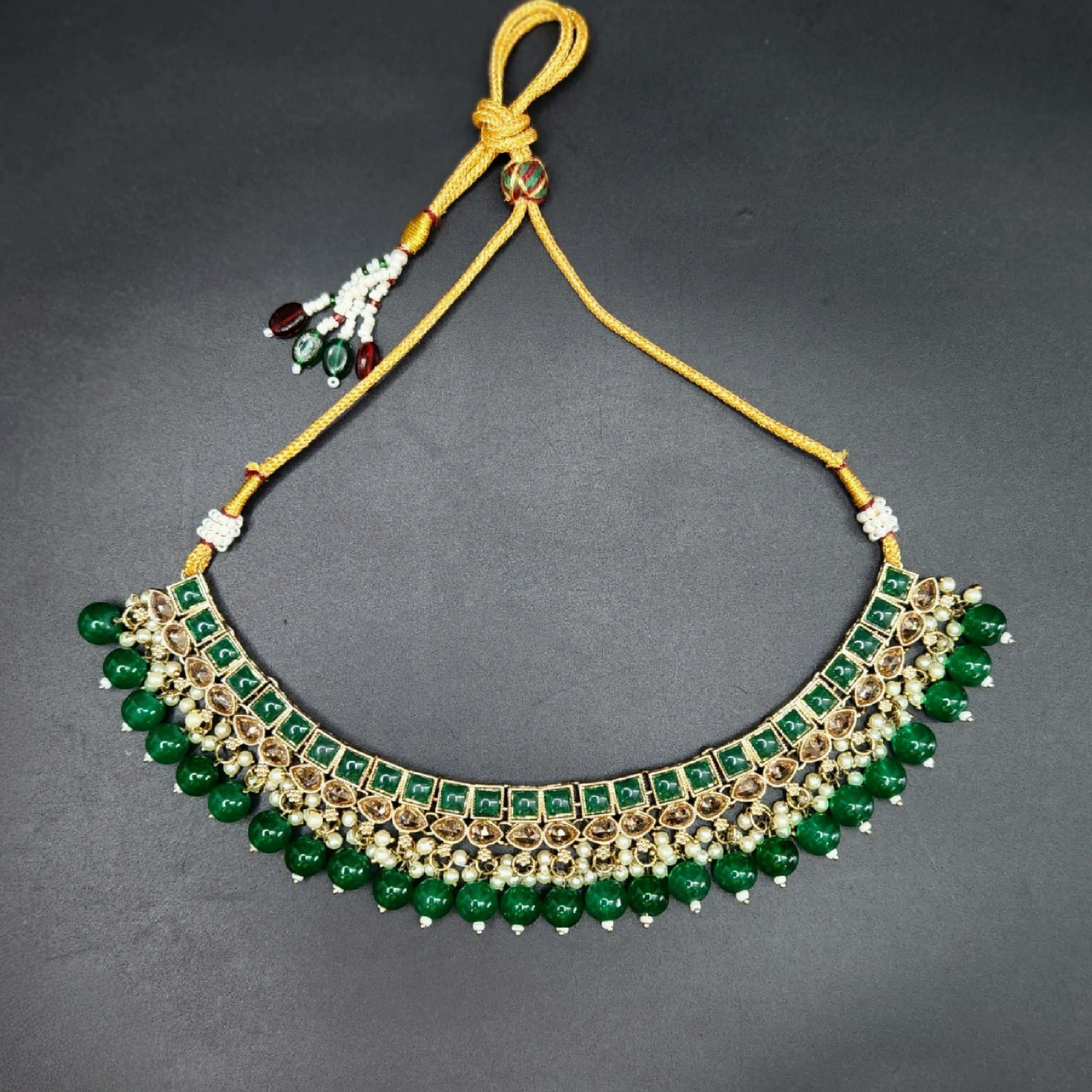 Green Color Indian Jewelry Set | Bridal Wedding Necklace Earrings Tikka ...