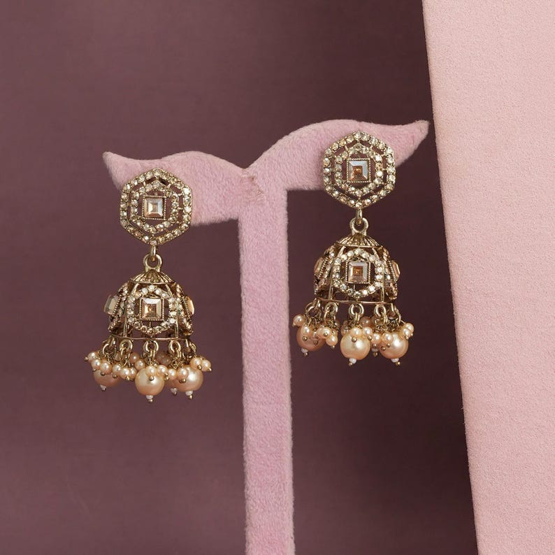 Champagne Color Indian Jewelry Set: Handmade Bridal Necklace Earrings ...