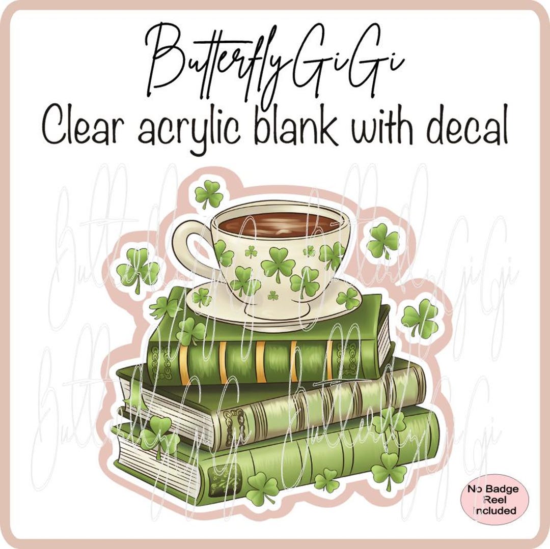 Clover Books Acrylic Blank and Decal I Badge Reel Supply - Etsy