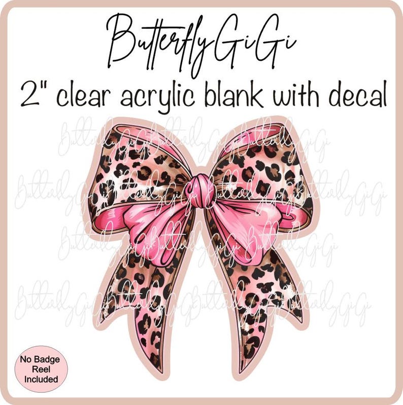 Leopard Pink Bow Acrylic Blank and Decal I Badge Reel Supply - Etsy