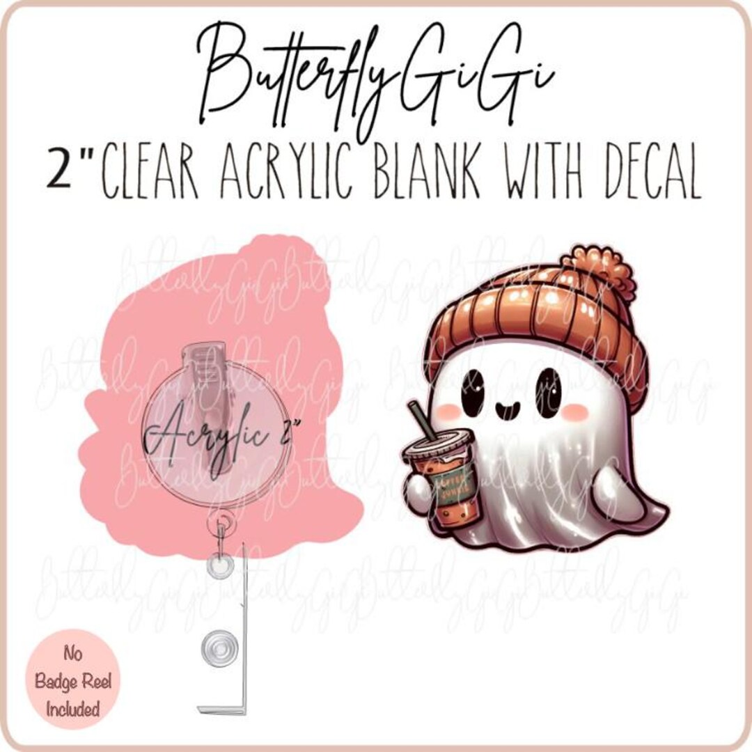 Coffee Junkie Ghost Acrylic Blank and Decal I Badge Reel Supply - Etsy