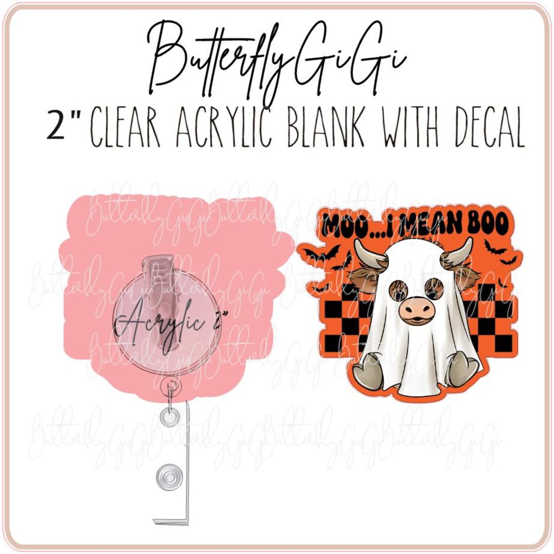 Moo Boo Acrylic Blank and Decal I Badge Reel Supply - Etsy