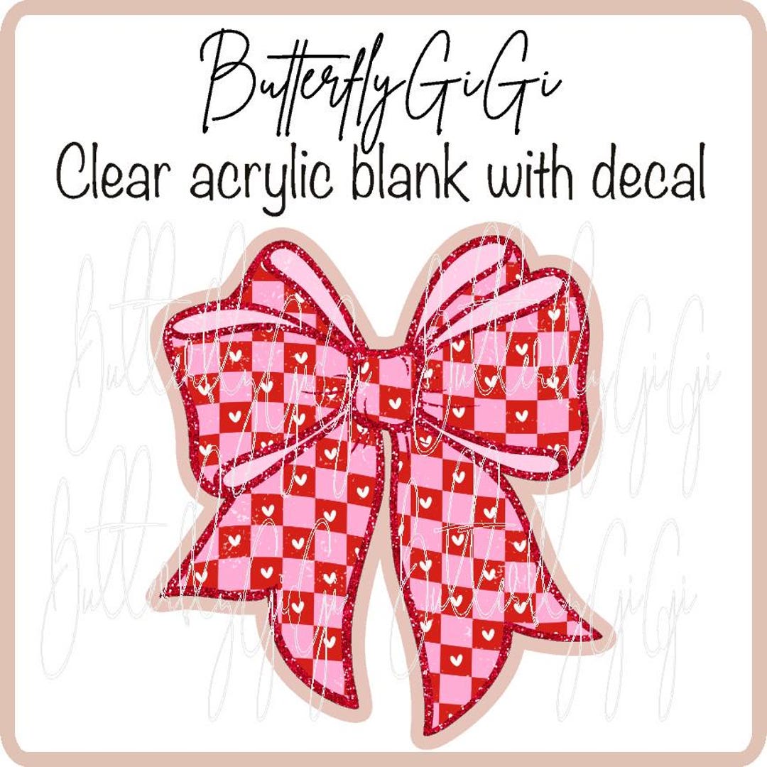 Checkered Pink Bow Acrylic Blank and Decal I Badge Reel Supply - Etsy