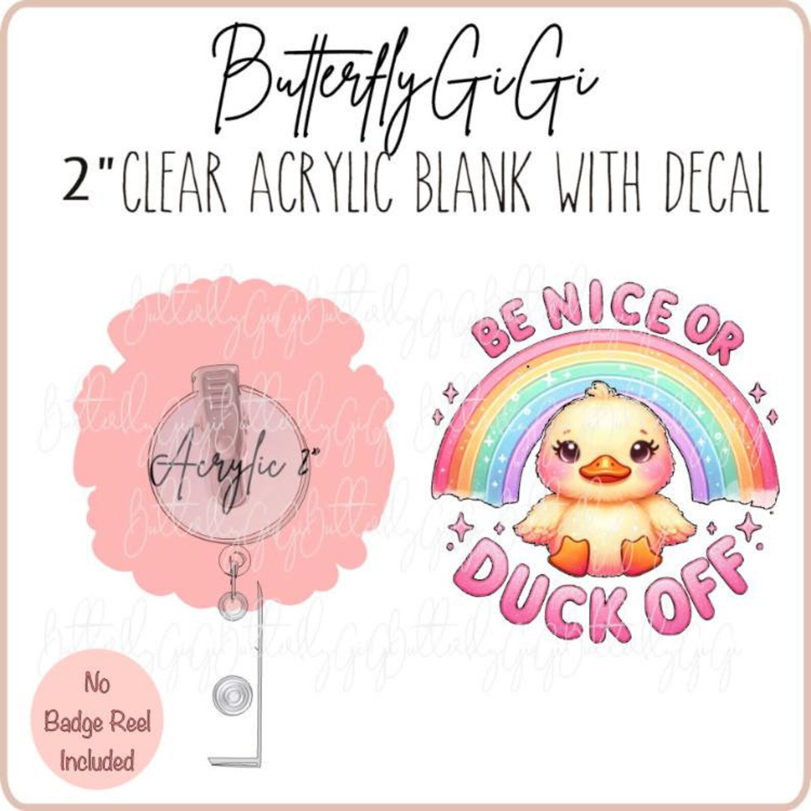 Be Nice or Duck off Acrylic Blank and Decal I Badge Reel Supplies - Etsy