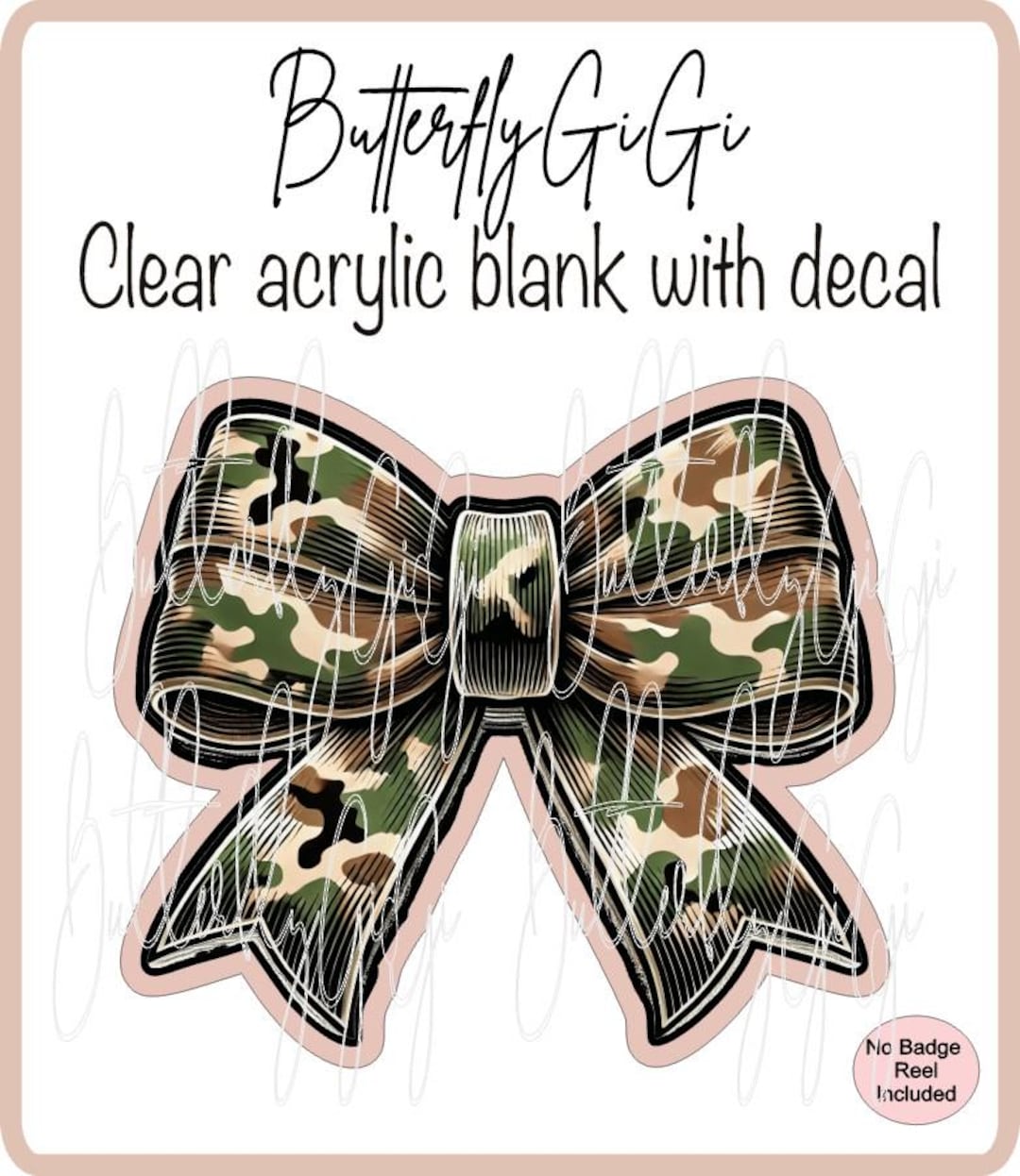 Camo Bow Acrylic Blank and Decal I Badge Reel Supply - Etsy