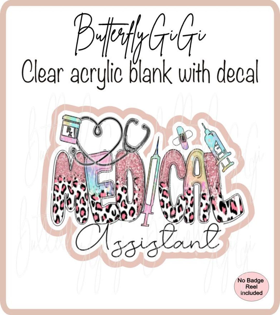 Medical Assistant Pink Leopard Acrylic Blank and Decal I Badge Reel ...