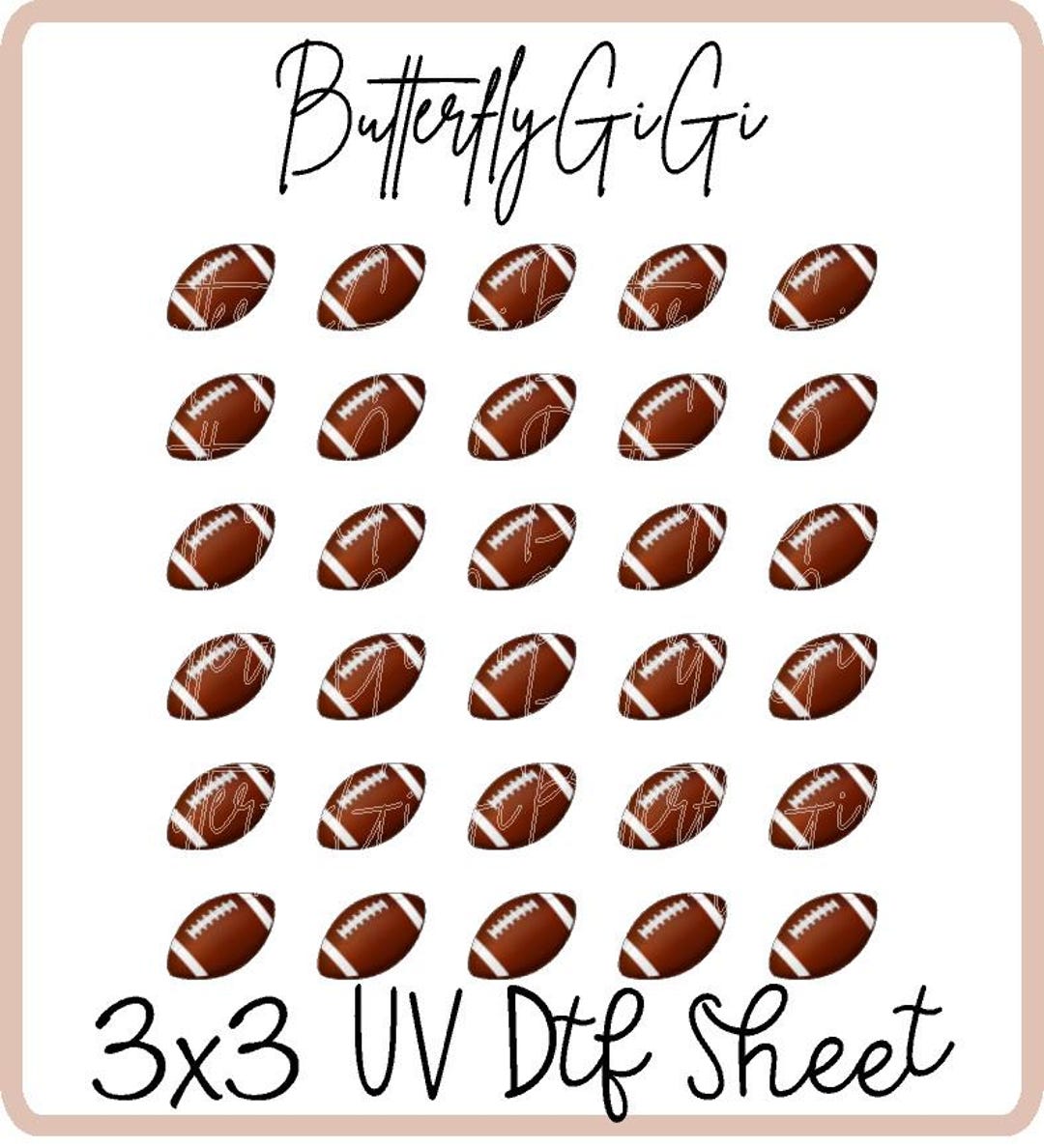 3x3 Football UV DTF SHEET I Badge Reel Supply - Etsy
